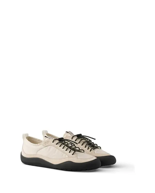 Prada Re-nylon And Suede Lace-up Sneakers - Ivory