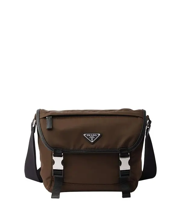 Prada Re-nylon And Saffiano Leather Shoulder Bag - Brown