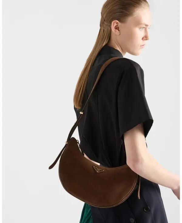 Prada Arque Small Nubuck Leather Bag - Brown