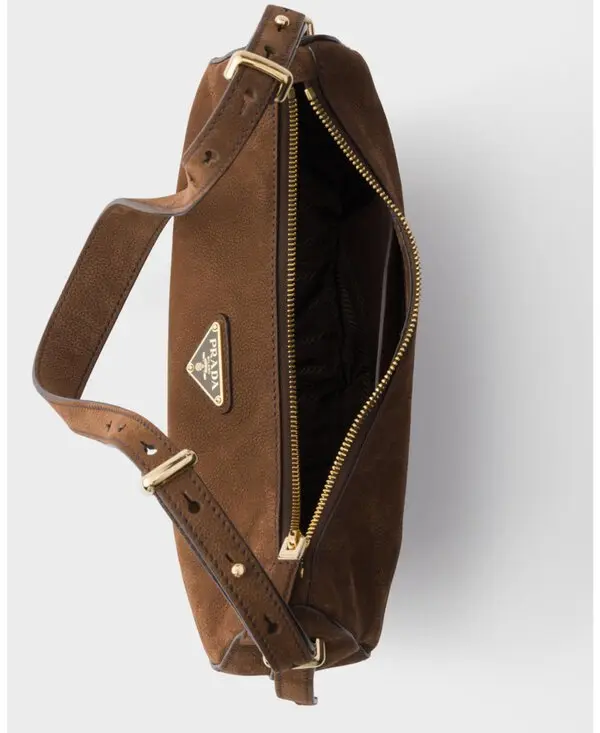 Prada Arque Small Nubuck Leather Bag - Brown