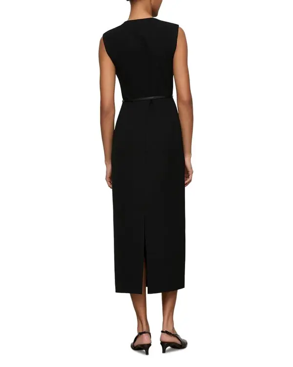Lafayette 148 New York Sleeveless Midi Dress With Belt