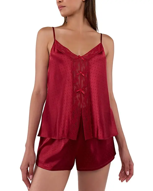 Flora Nikrooz Tiana Jacquard Camisole & Shorts Pajama Set - Red