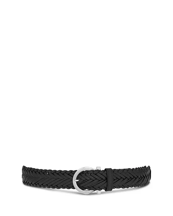 FERRAGAMO Braided Leather Belt - Nero