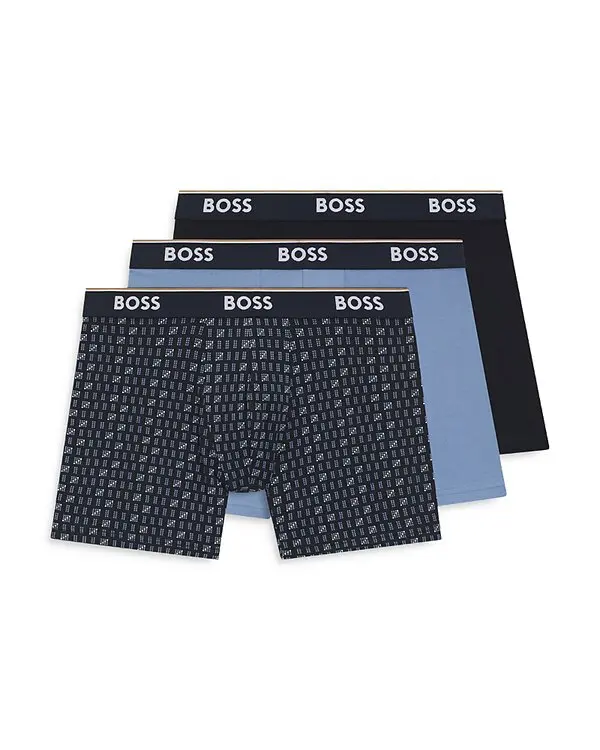 BOSS 3pk. Logo Boxer Briefs - Open Blue