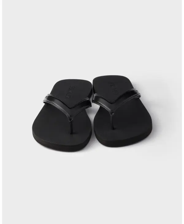 Prada Brushed Leather Flip-flops - Black