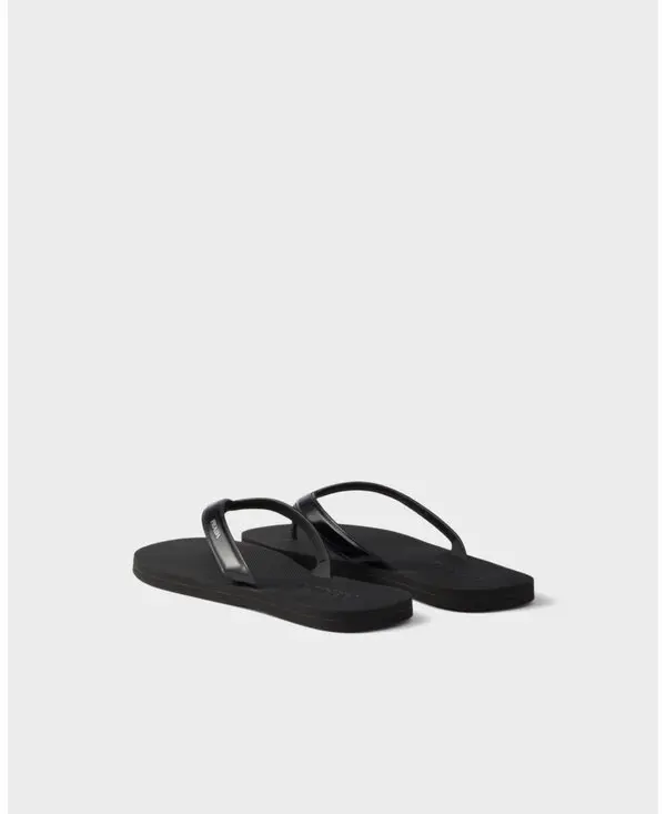 Prada Brushed Leather Flip-flops - Black