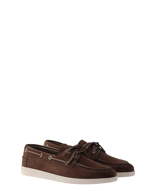 Prada Suede Lace-up Boat Shoes - Brown