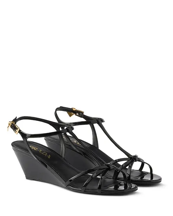 Prada Patent Leather Sandals - Black