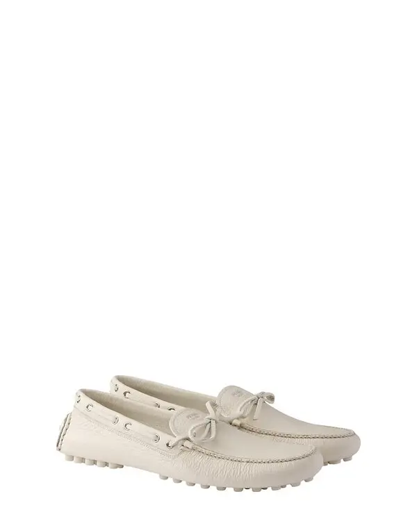 Prada Leather Driving Loafer - White