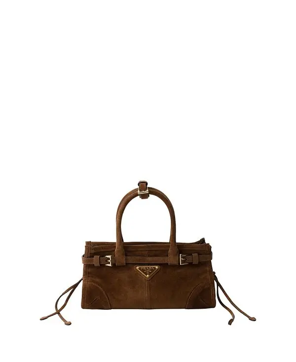 Prada Bonnie Suede Mini Handbag - Brown