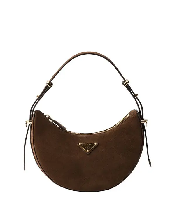 Prada Arque Mini Suede Shoulder Bag - Brown