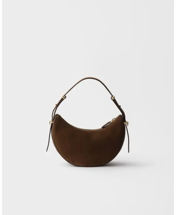 Prada Arque Mini Suede Shoulder Bag - Brown