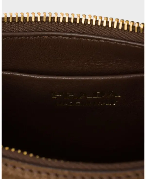 Prada Arque Mini Suede Shoulder Bag - Brown