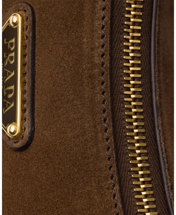Prada Arque Mini Suede Shoulder Bag - Brown