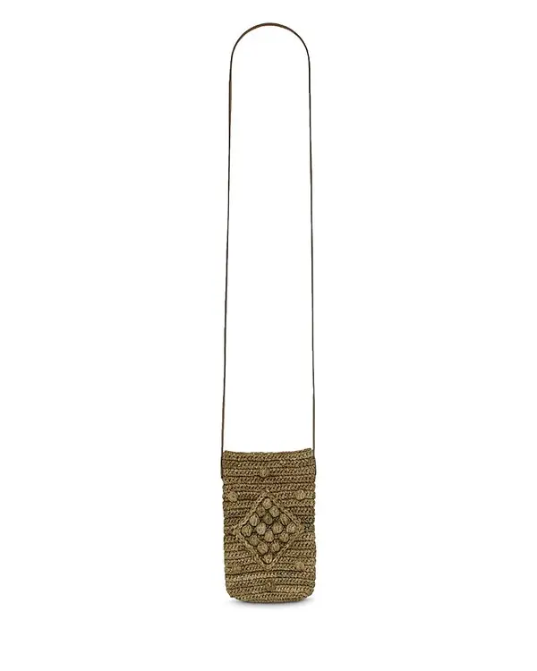 Gerard Darel Rosie Raffia Phone Crossbody - Khaki