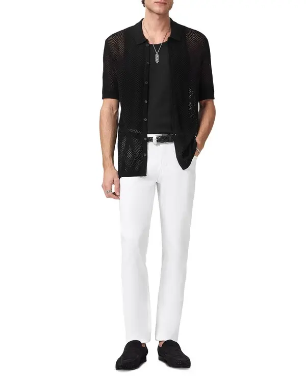 John Varvatos Ginsberg Herringbone Knit Short Sleeve Shirt - Black