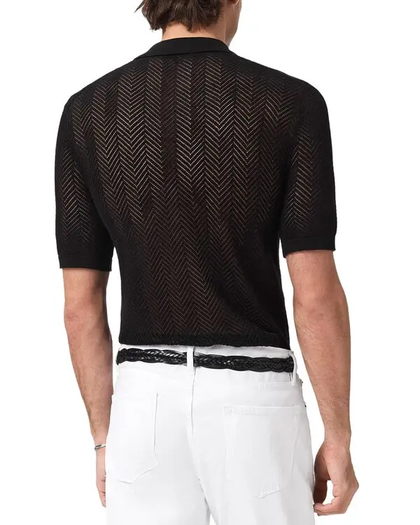 John Varvatos Ginsberg Herringbone Knit Short Sleeve Shirt - Black