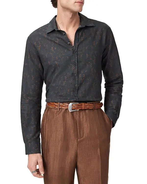 John Varvatos Bucks Linen Cotton Shirt - Deep Blue