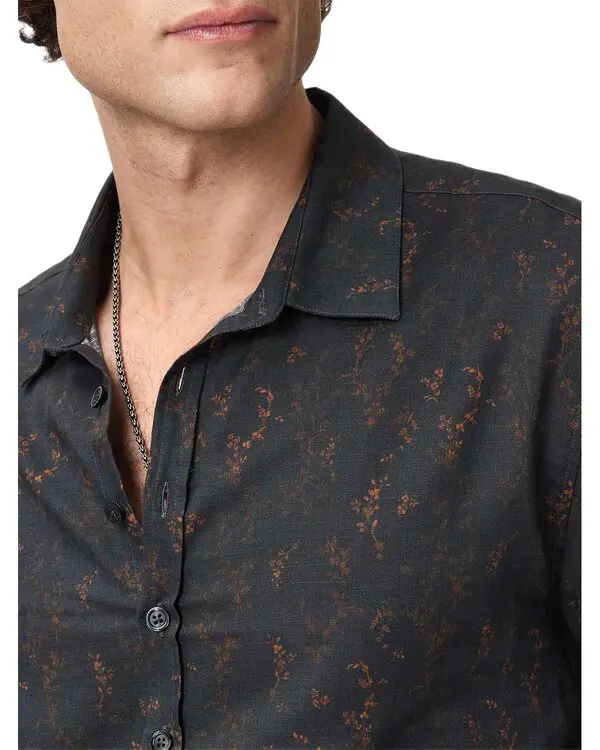 John Varvatos Bucks Linen Cotton Shirt - Deep Blue