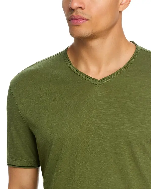 John Varvatos Miles Slub V-neck Tee - Light Olive