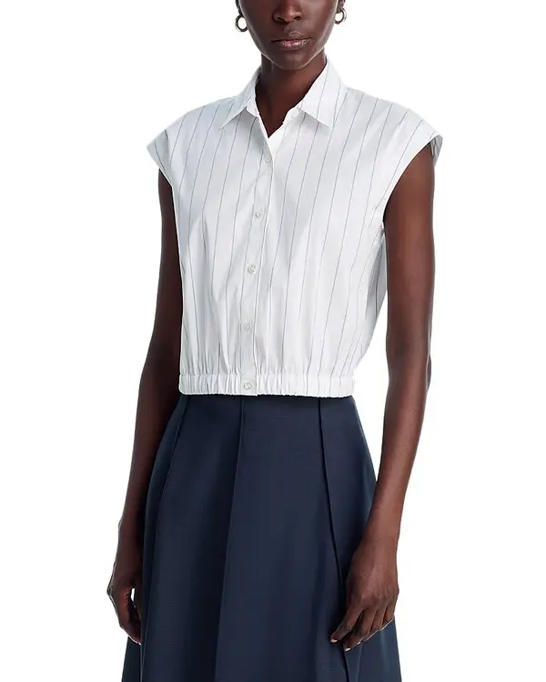 Theory Sleeveless Elastic Collared Shirt - Lavender Multi