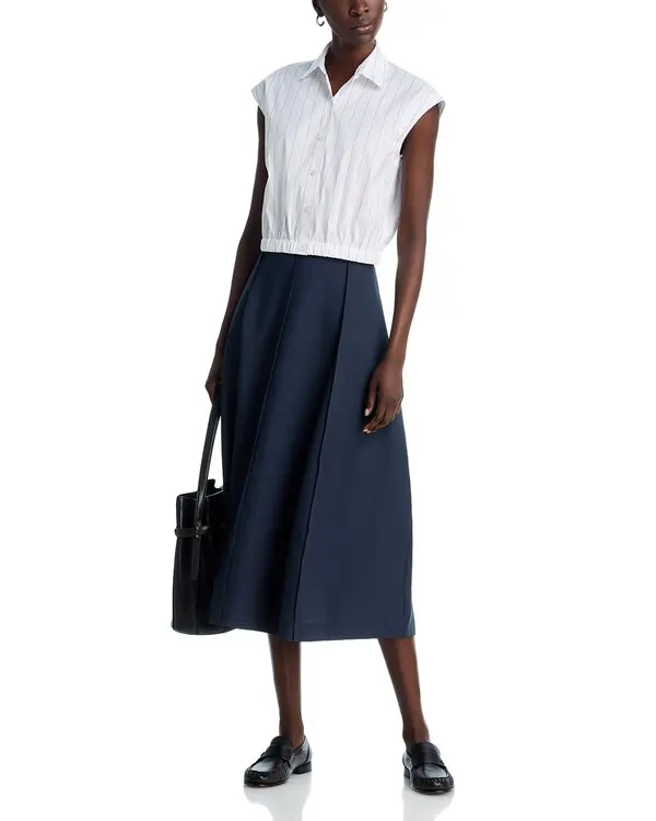 Theory Sleeveless Elastic Collared Shirt - Lavender Multi
