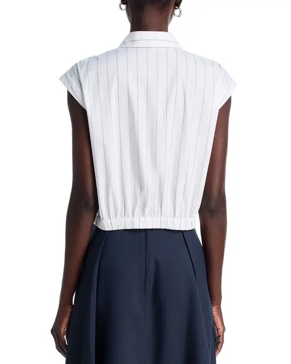 Theory Sleeveless Elastic Collared Shirt - Lavender Multi