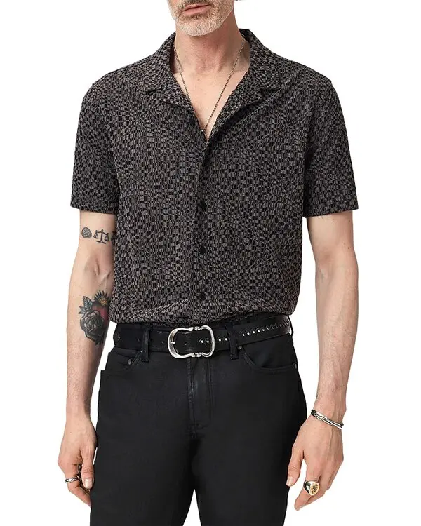 John Varvatos Cillian Short Sleeve Camp Collar Shirt - Black