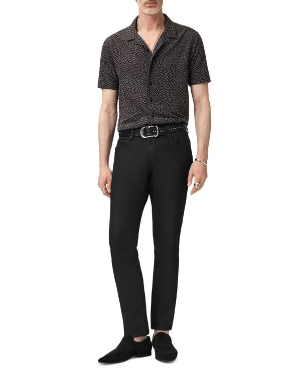 John Varvatos Cillian Short Sleeve Camp Collar Shirt - Black