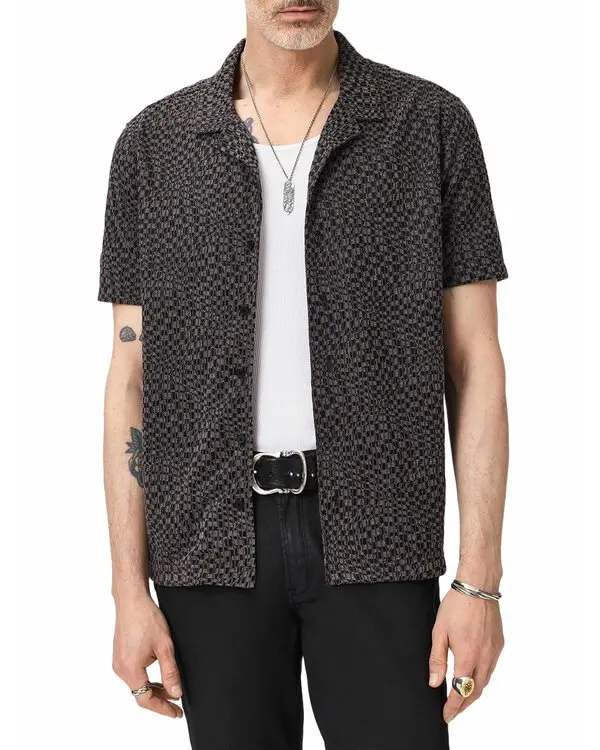 John Varvatos Cillian Short Sleeve Camp Collar Shirt - Black