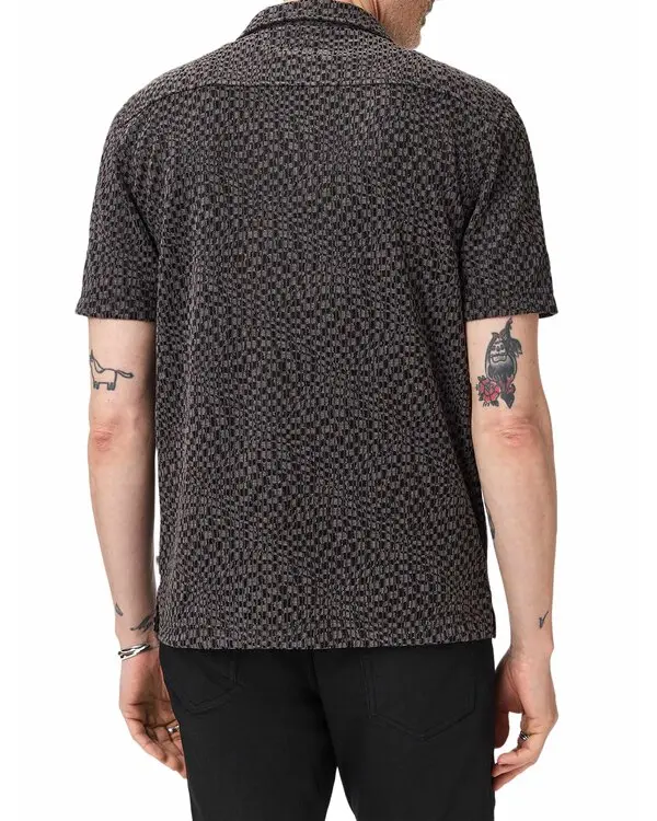 John Varvatos Cillian Short Sleeve Camp Collar Shirt - Black