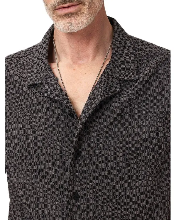 John Varvatos Cillian Short Sleeve Camp Collar Shirt - Black