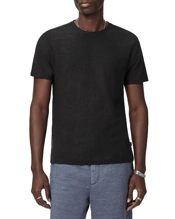 John Varvatos Rubin Crinkled Jacquard Short Sleeve Tee - Black
