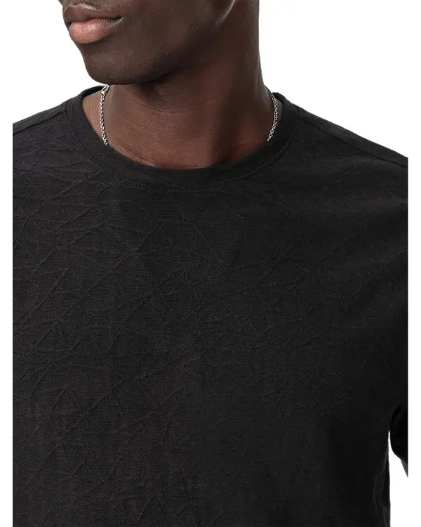 John Varvatos Rubin Crinkled Jacquard Short Sleeve Tee - Black