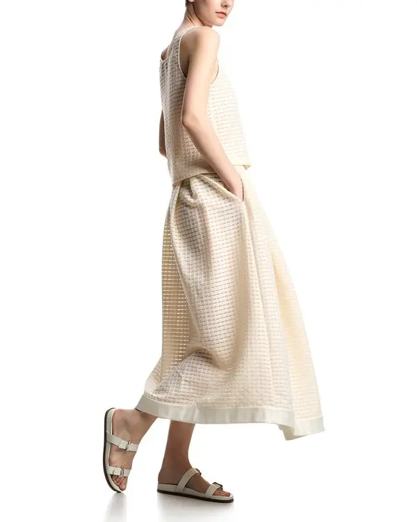 Emporio Armani Vichy 3d Jacquard Midi Skirt - Vanilla