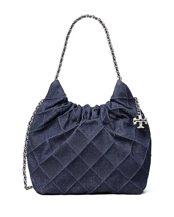 Tory Burch Fleming Mini Soft Denim Hobo Bag - Blue