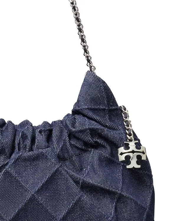 Tory Burch Fleming Mini Soft Denim Hobo Bag - Blue