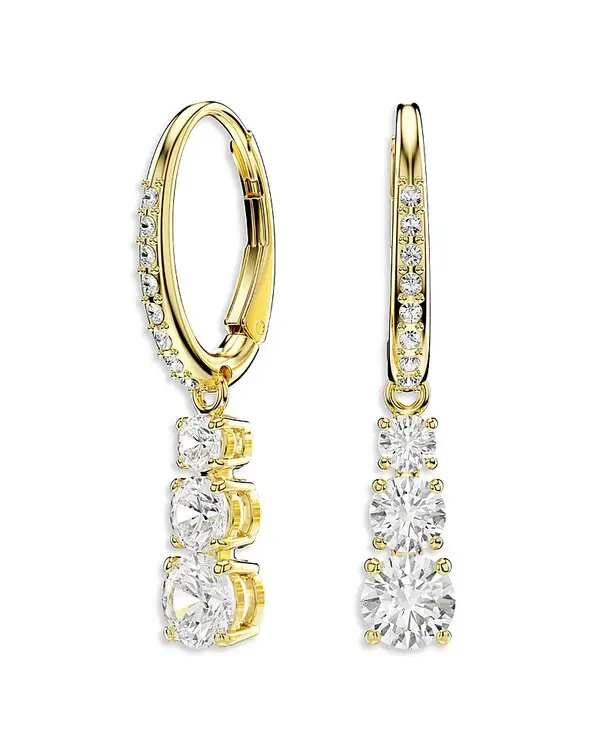 SWAROVSKI Stilla Attract Triple Crystal Charm Hoop Earrings - White