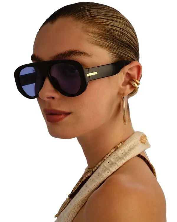 Le Specs Dream Boat Aviator Sunglasses, 57mm - Black