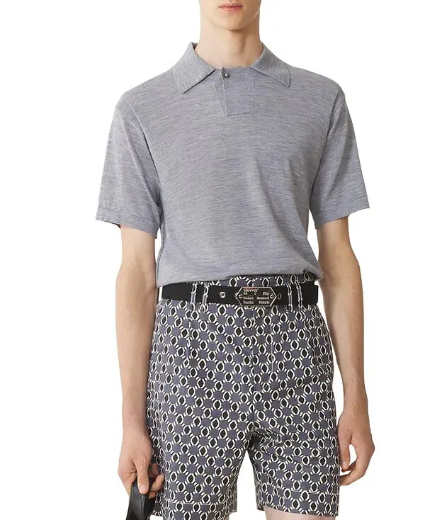 LANVIN Merino Wool Polo Shirt - Light Grey