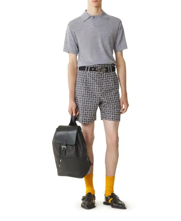 LANVIN Merino Wool Polo Shirt - Light Grey