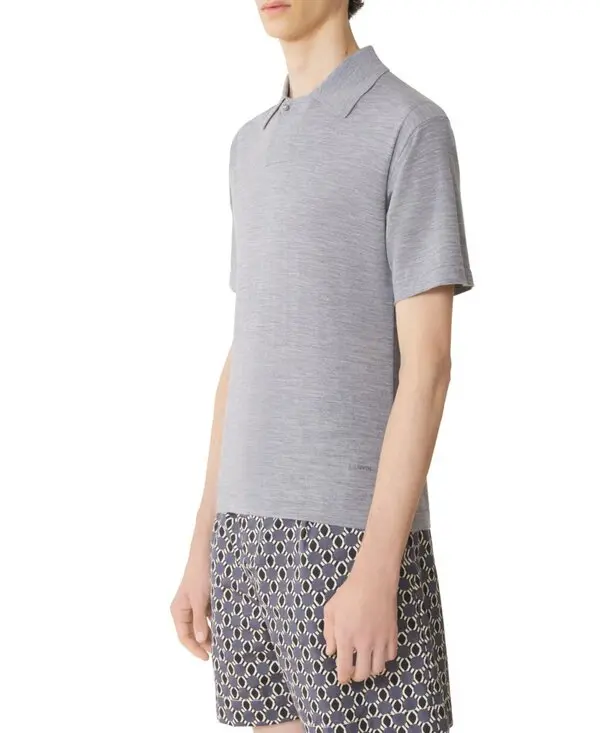 LANVIN Merino Wool Polo Shirt - Light Grey