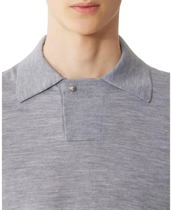 LANVIN Merino Wool Polo Shirt - Light Grey