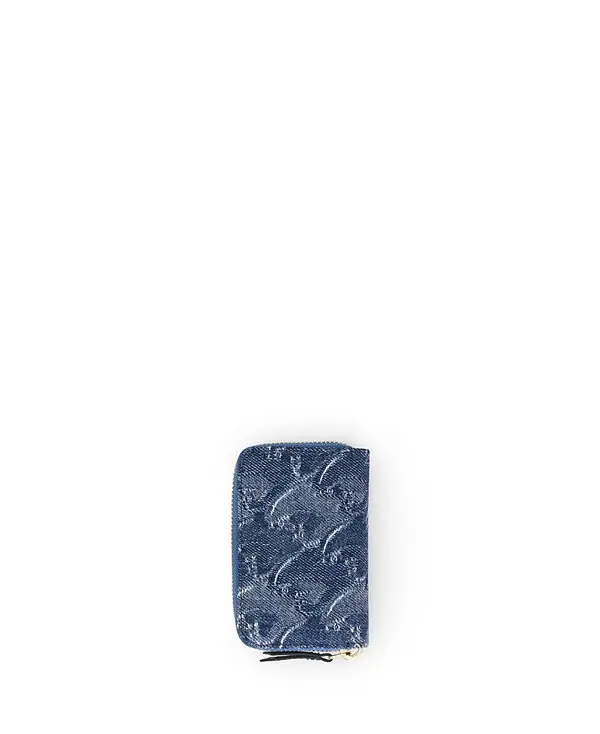 LANVIN Lunar Year Zipped Cardholder In Denim - Denim Blue.