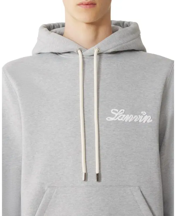 LANVIN Ribbon Logo Hoodie - Heather Grey
