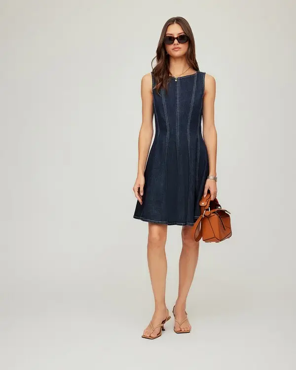 Fifteen Twenty Darla Contrast Stitch Denim Dress