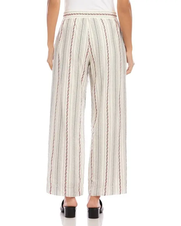 Karen Kane Stripe Embroidered Cropped Drawstring Pants