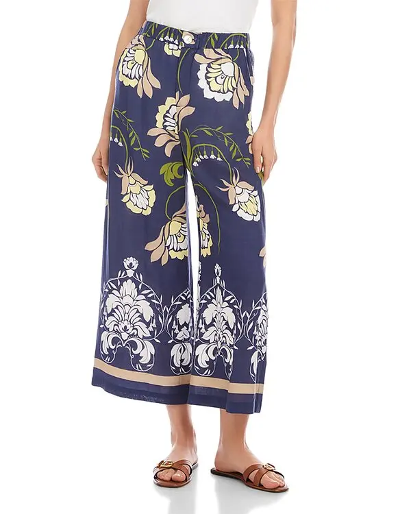 Fifteen Twenty Tilly Cropped Printed Linen Blend Pants