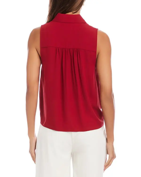 Karen Kane Sleeveless Tie-front Top - Red