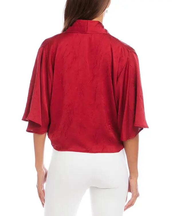 Karen Kane Flare Sleeve Tie Front Top - Red